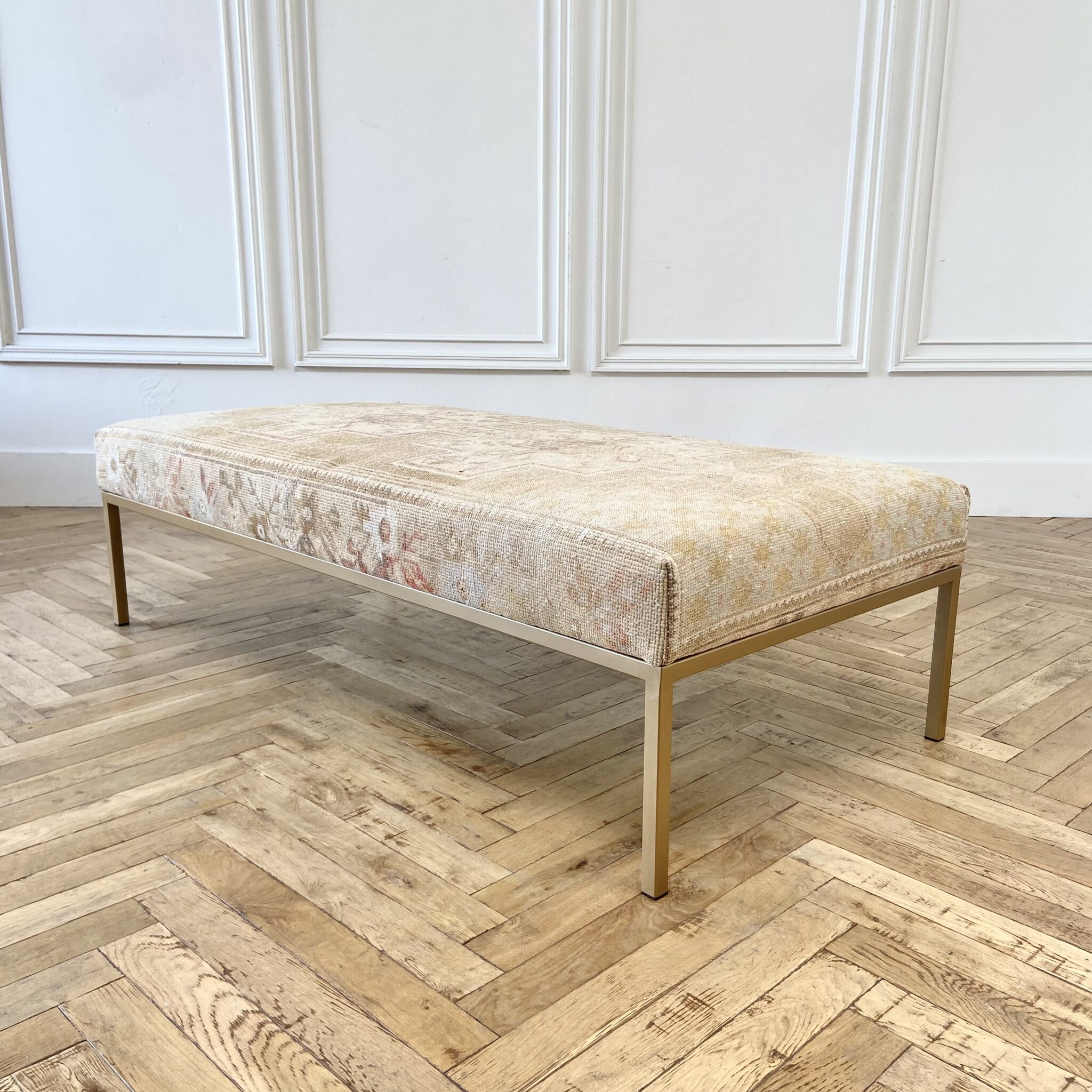 Custom Made Ottoman with Antique French Linen Cushion Style Top ...