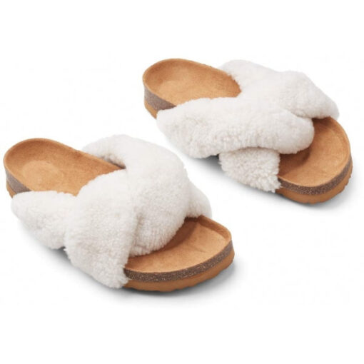 Sheepskin Cross Slipper – White – bloomhomeinc